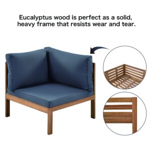 XD Designs, 4 Piece Outdoor Patio Furniture Set, Acacia Wood Sectional Sofa wSeat Cushions, Patio Sectional Conversation Seat with Couches and Coffee Table