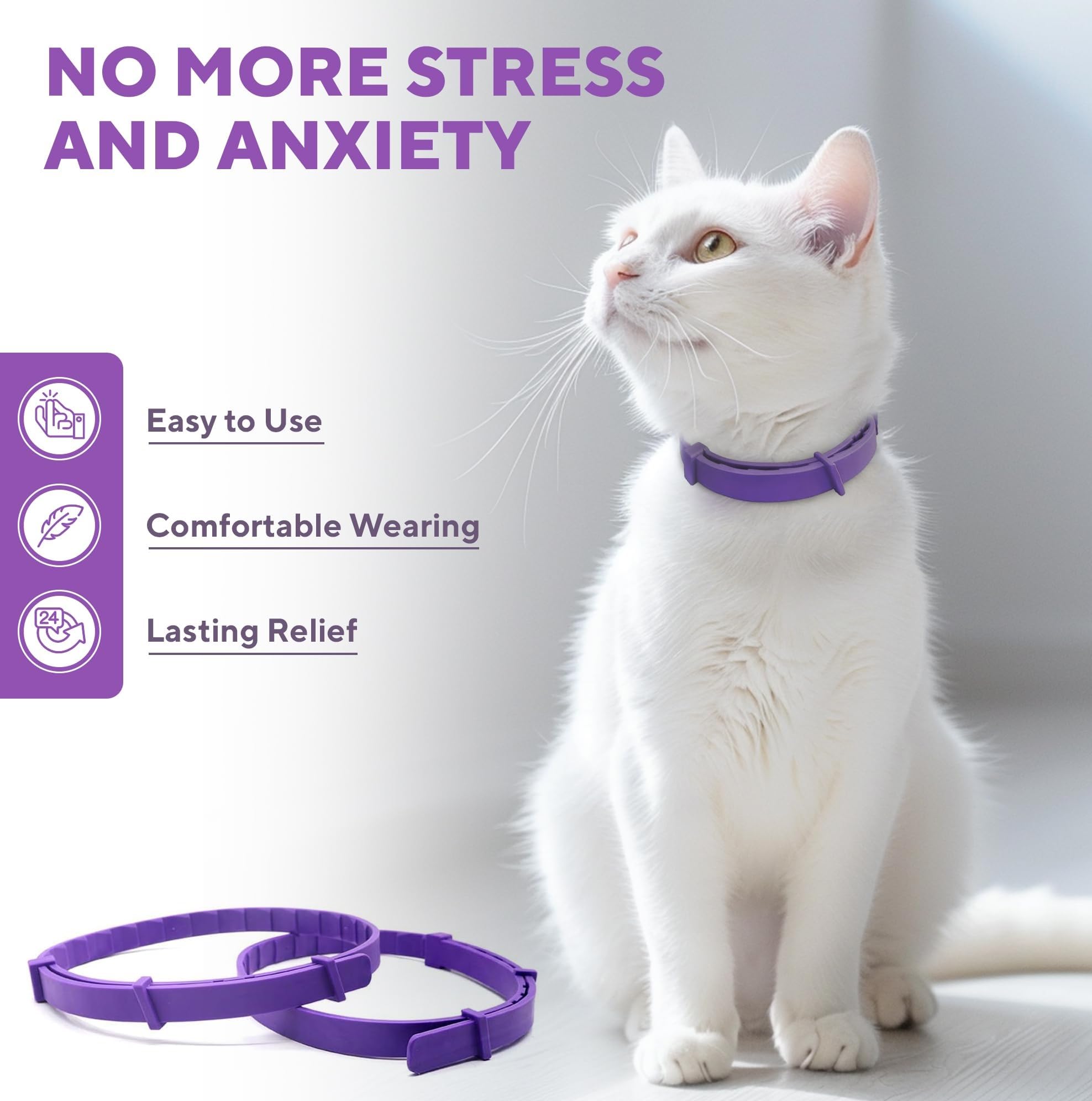 Cat Calming Collar & Pet Anti Anxiety Products - Feline Calm Pheromones Collars & Cats Stress Relief - Relaxivet Comfort Helps with Pee, New Zone, Aggression, Fighting with Dogs & Other Behavior