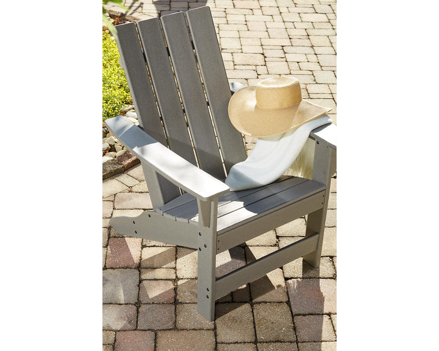 Signature Design by Ashley Visola Outdoor Patio HDPE Weather Resistant Adirondack Chair, Gray