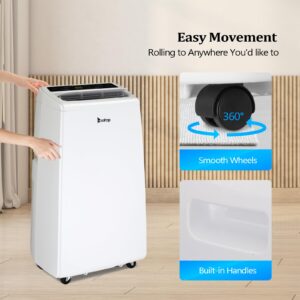 ROVSUN WiFi Enabled 13000 BTU Portable Air Conditioner with Heat, 4-in-1 Cooler, Heater, Dehumidifier, Fan, Room Mobile AC Unit with Remote/APP Control, Rolling Wheels & Easy Installation Kit