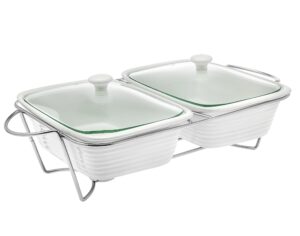 godinger oven to table double baker pan holder casserole roasting dish - 3qt