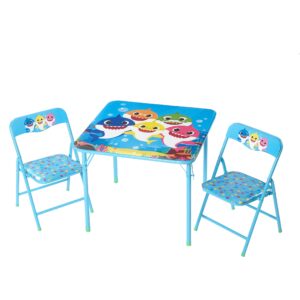 baby shark 3 piece children's activity square table and chair set, ages 3+