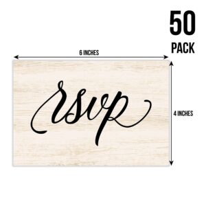 50 Rustic Wood RSVP Postcards, Response Cards, Rsvp Cards, Reply Cards Perfect for Wedding, Rehearsal Dinner, Baby Shower, Bridal, Birthday, Engagement, Bachelorette Party Invitations, 4X6 inch.