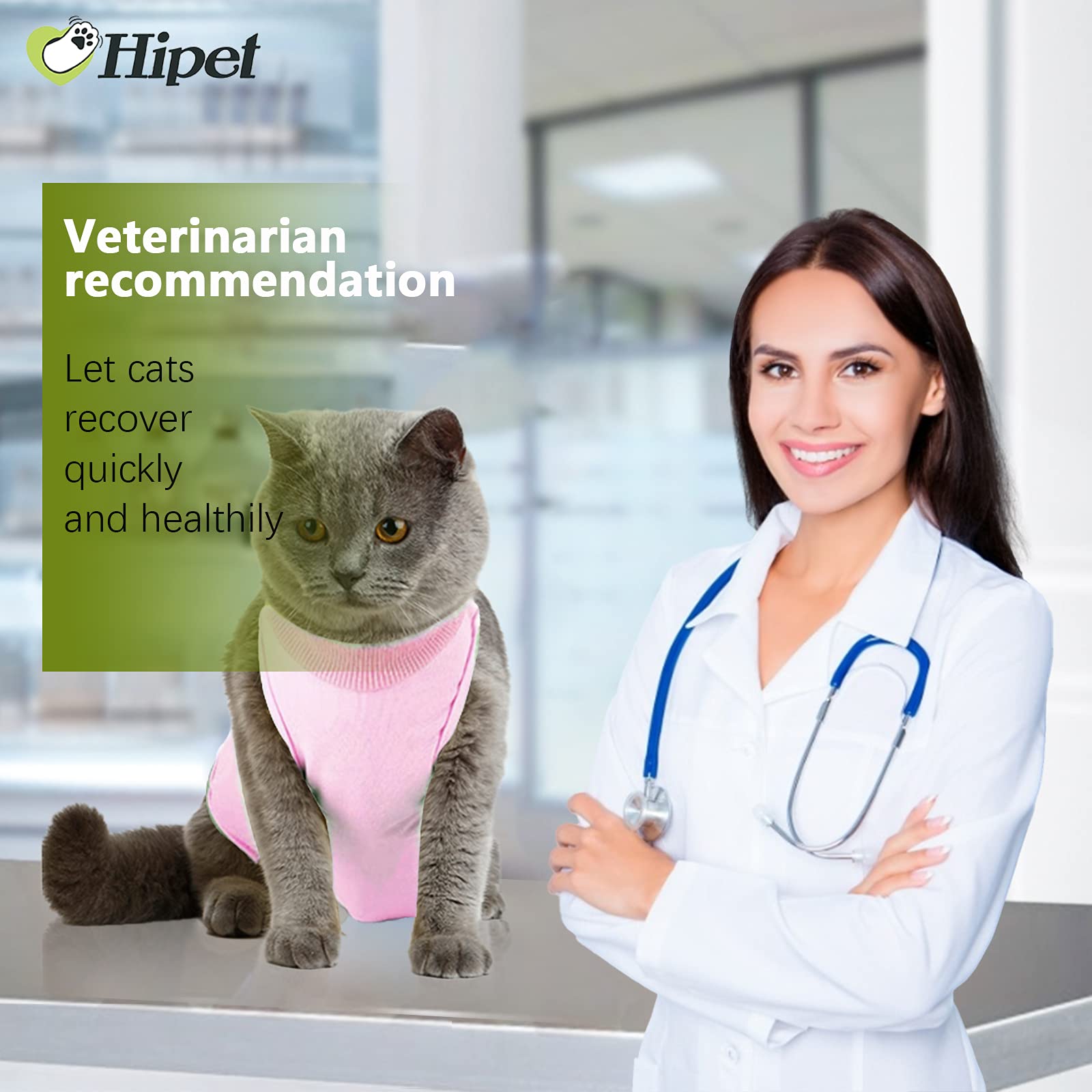 hipet Cat Surgery Recovery Suit for Abdominal Woundsor or Skin Diseases,Substitute E-Collar & Cone,Cat Onesie After Surgery Wear Anti Licking