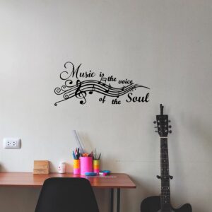 Music is The Voice of The Soul Vinyl Wall Decals Quotes Sayings Music Symbols Words Arts Lettering for Music Room