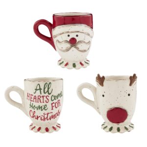 Mud Pie, Santa, Farmhouse Christmas Pedestal Mug, 16 oz, 1 Count (Pack of 1)