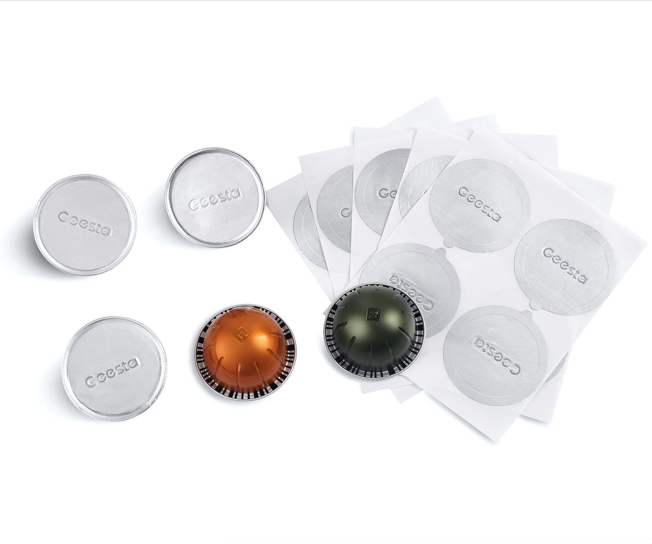 Geesta Reusable Aluminum Foil Seals Lid Compatible with Nespresso Vertuoline Capsule-240 Pcs