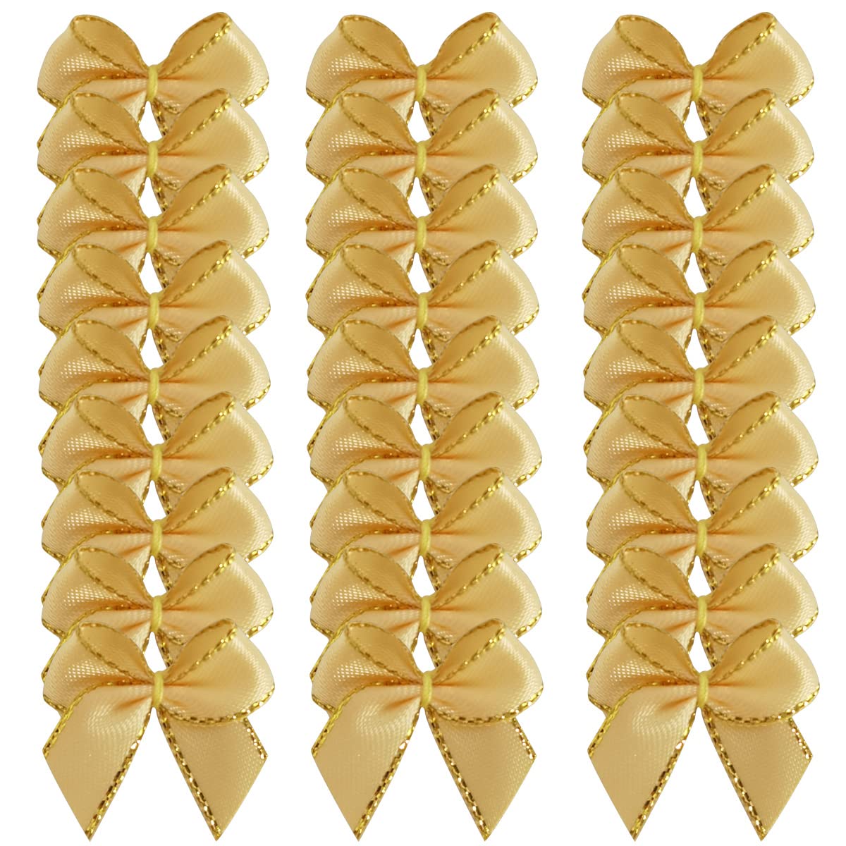 Micomon 50pcs 1.2-Inch Mini Ribbon Bows for Crafts Small Gold Edge Yellow Ribbon Bows Christmas Decoration Embalishement(Yellow)