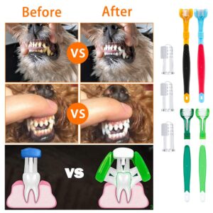 Tezam Dog Toothbrush Finger Set, Canine Toothbrush Kit for Dental Care with 3 Silicone Finger Brush - 3 Sided Pet Tooth Brush for Dogs and Cats Teeth Cleaning