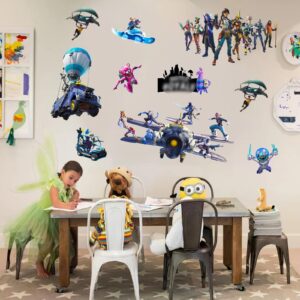 Battle Royale Video Game Themed Bedroom Wall Stickers 10Pcs/Sheet for Teen Boys Room Decoration,Where We Droppin Boys Bedroom Wall Decals,Wall Decor for Kids,Waterproof Game Stickers for Laptop