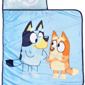 Jay Franco Bluey Sisters Nap Mat – Built-in Pillow and Blanket - Super Soft Microfiber Kids'/Toddler/Children's Bedding, Ages 3-7 (Official Bluey Product)