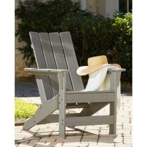 Signature Design by Ashley Visola Outdoor Patio HDPE Weather Resistant Adirondack Chair, Gray