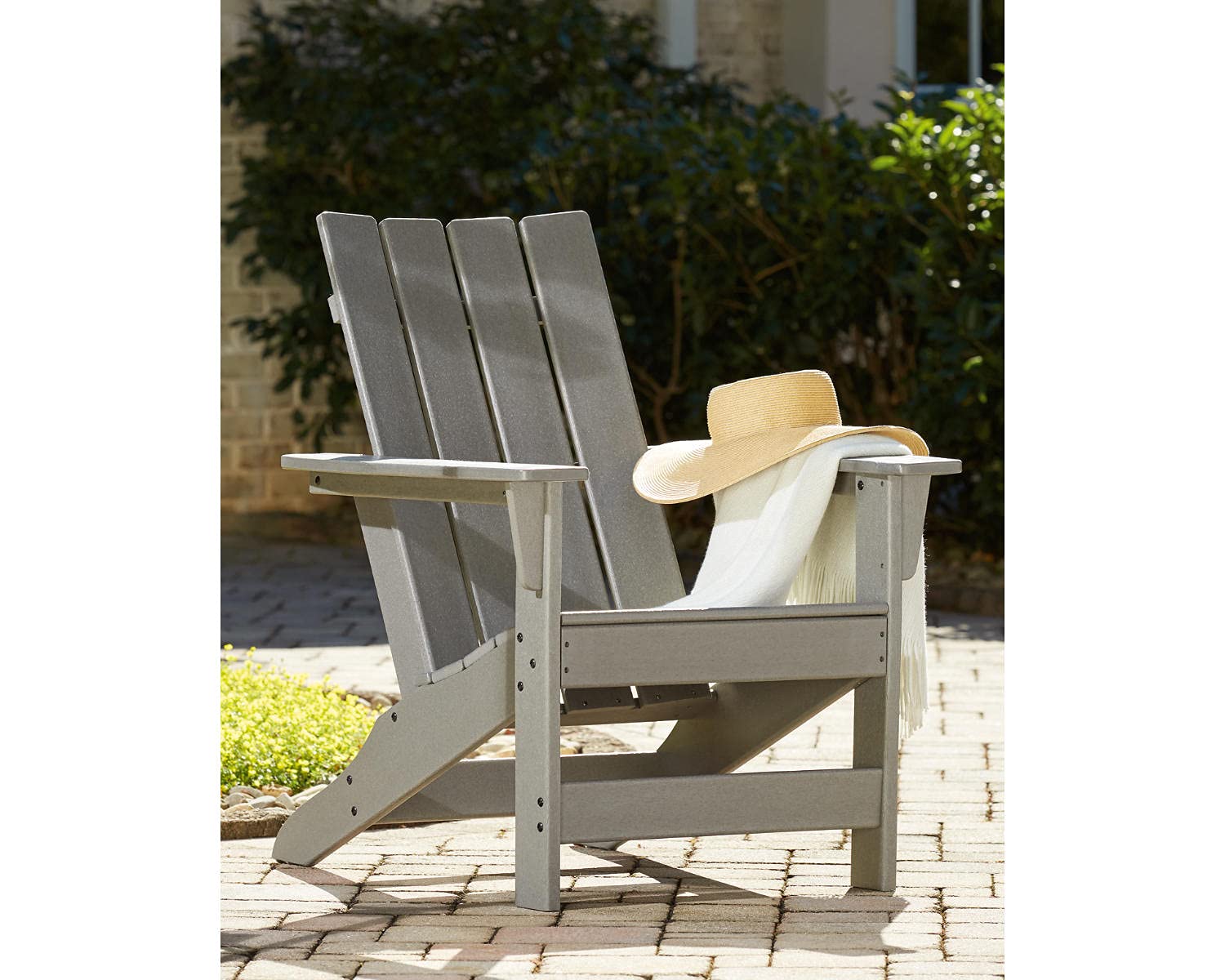 Signature Design by Ashley Visola Outdoor Patio HDPE Weather Resistant Adirondack Chair, Gray