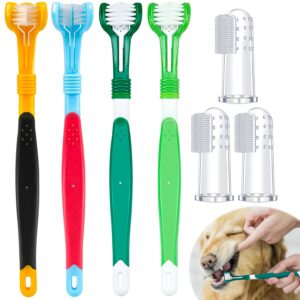 tezam dog toothbrush finger set, canine toothbrush kit for dental care with 3 silicone finger brush - 3 sided pet tooth brush for dogs and cats teeth cleaning