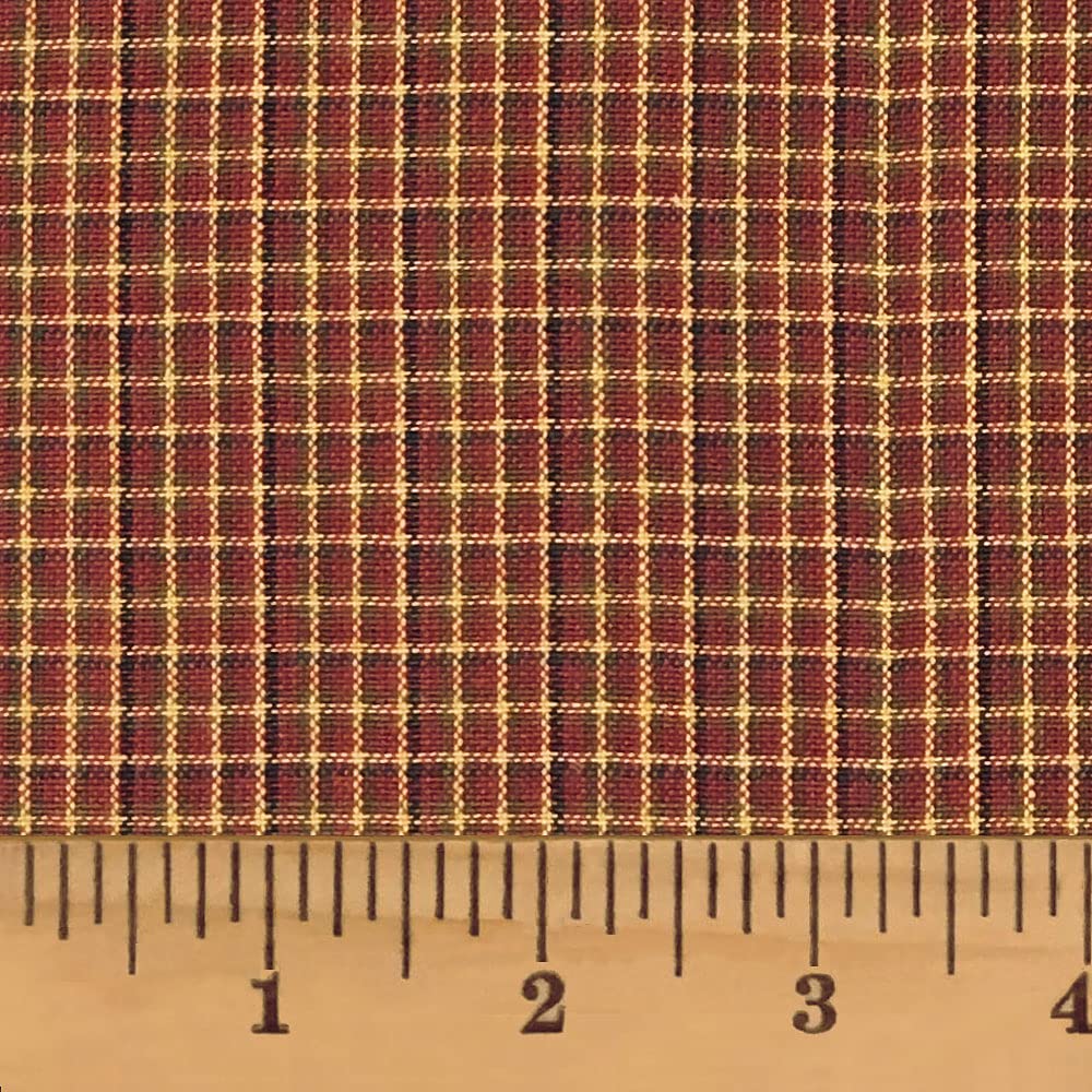 Red & Khaki 1 Cotton Homespun Plaid Fabric by JCS - Sold by The Yard