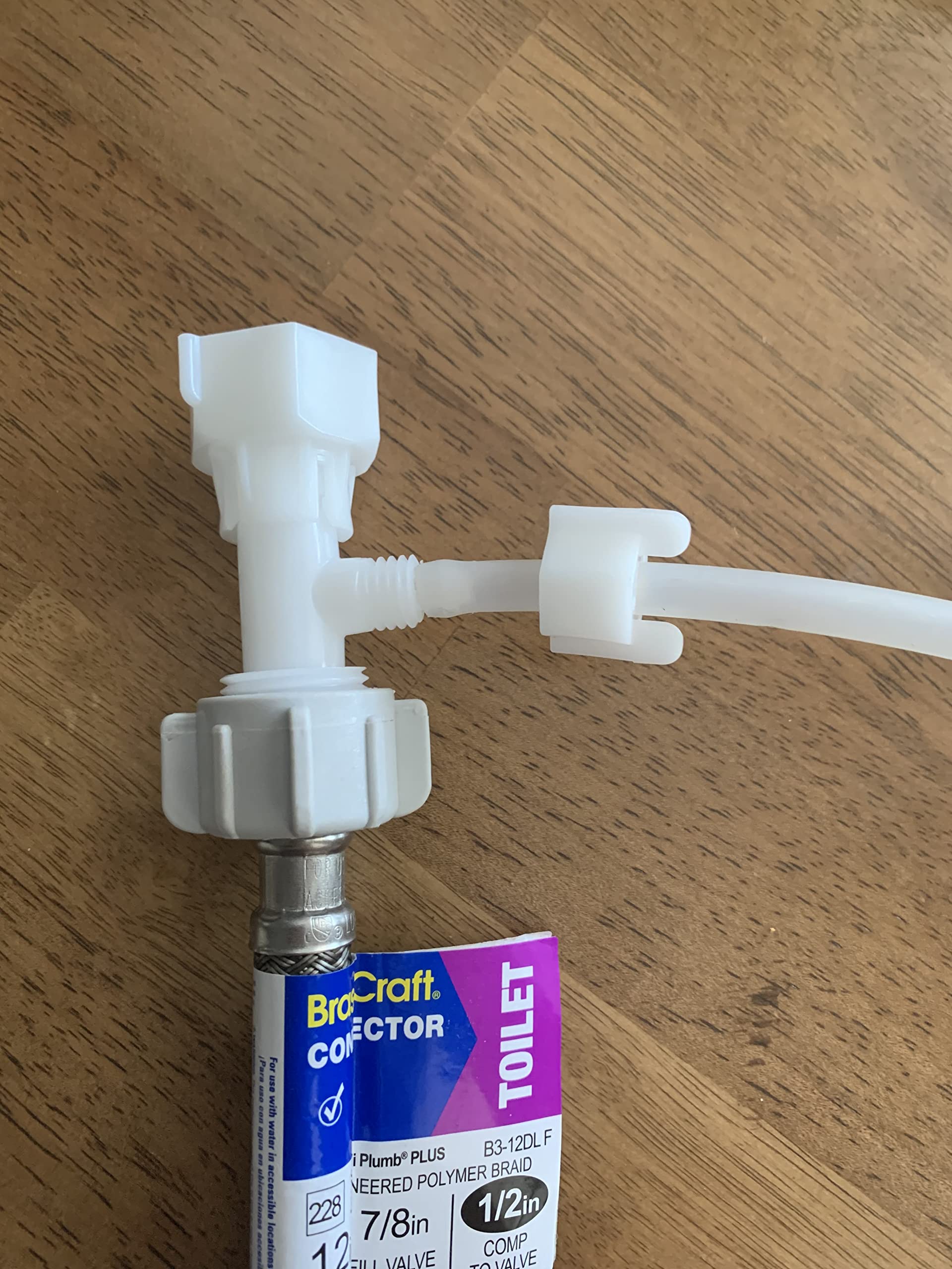 LeonKing Bidet US Plastic T adapter 7/8"(15/16"), 1/4" inch hose attachment side 3 way connector with rubber washer