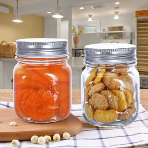 Small Mason Jars with Labels, 6 OZ Glass Jars with Metal Lids, Overnight Oats Jars , Regular Mouth Mason Bottle, Pint Canning Jars, Mini Glass Storage for Jelly, Candy, Jam, Honey, Pickle (20units)