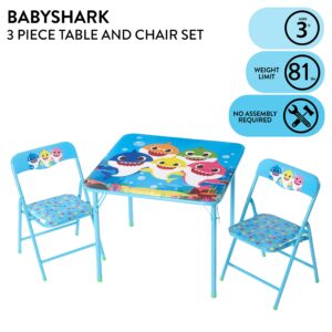 Baby Shark 3 Piece Children's Activity Square Table and Chair Set, Ages 3+