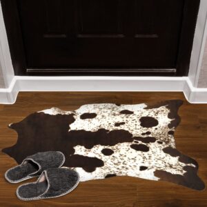 Foxmas Faux Cowhide Rug Cow Print Rugs for Bedroom Living Room, Western Home Decor Cow Hide Animal Rug, Cow Print Western Rugs, Faux Fur Fabric Rug Animal Print Carpet, 2.3x3.6 Feet