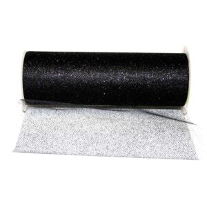 glitter tulle fabric - 6 inches wide x 10 yards (black)