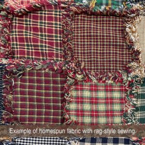 Red & Khaki 1 Cotton Homespun Plaid Fabric by JCS - Sold by The Yard