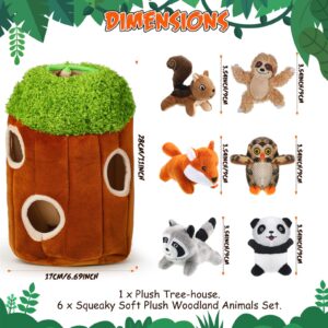 7 Pieces Dog Squeaky Toys Squeaky Hide and Seek Activity Puppy Chew Toys Plush Dog Toy Plush Stuffing Woodland Friends Stuffing with Squeakers for Small Medium Dogs Puppy Pets (,)