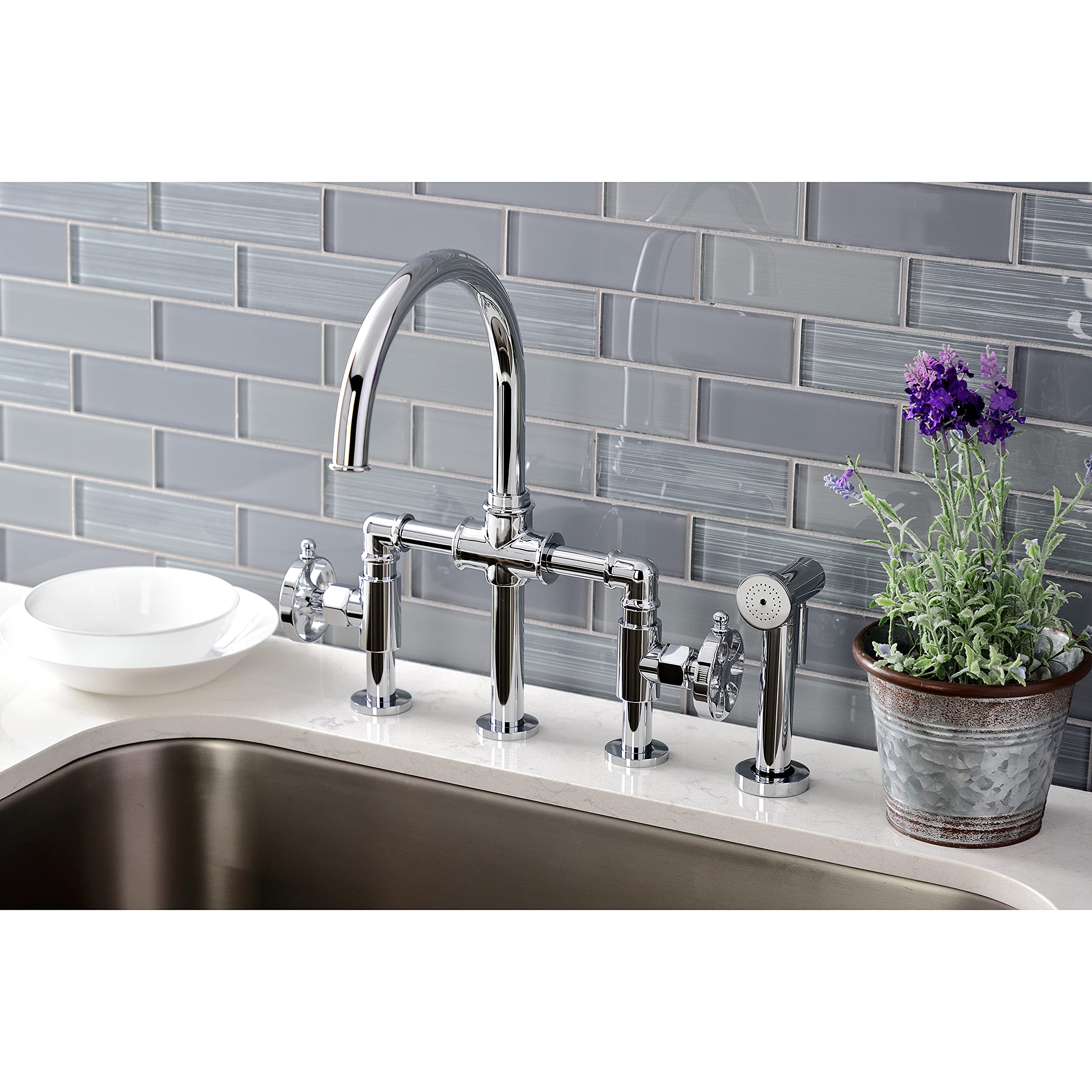 Kingston Brass KS2331RX Belknap Bridge Kitchen Faucet, Polished Chrome