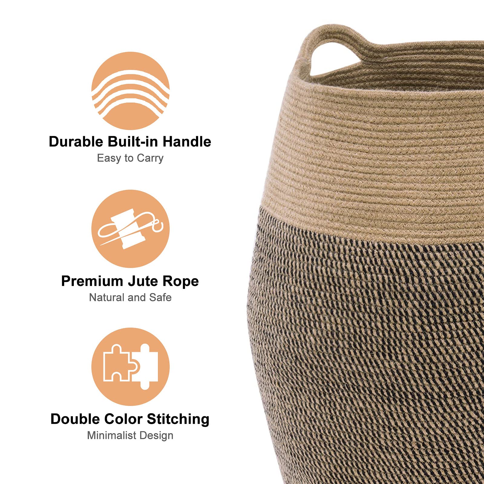 Cotton Rope Laundry Hamper by YOUDENOVA, 105L - Woven Collapsible Laundry Basket - Clothes Storage Basket for Blankets, Laundry Room Organizing, Bedroom Storage, Clothes Hamper – Dark Brown