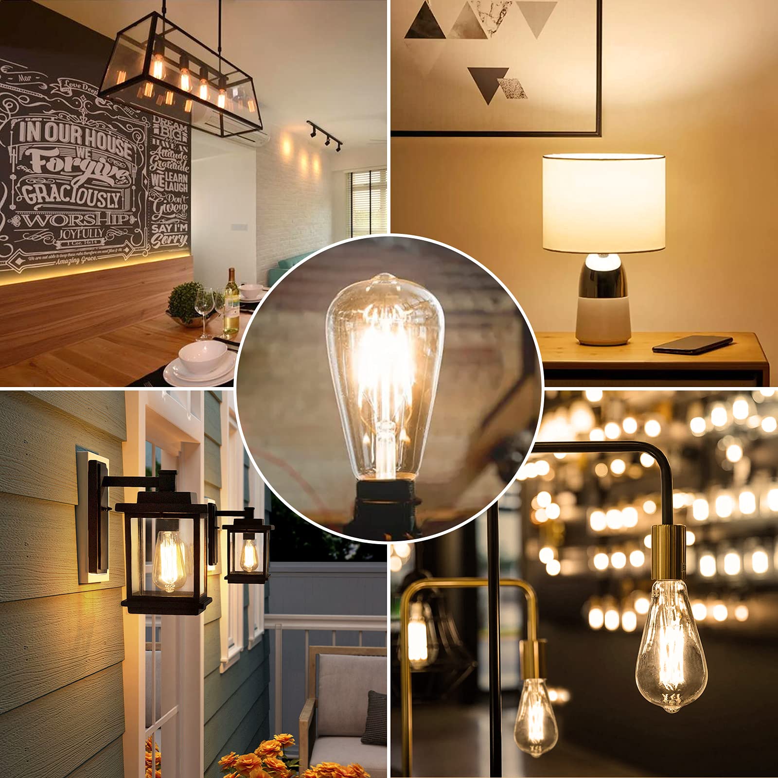 Vintage LED Edison Bulbs 60 Watt Equivalent Dimmable 7W ST58 LED Filament Light Bulbs Warm White 3000K Antique Style Lighting High Brightness 800LM E26 Medium Base Clear Glass for Home Office, 12 Pack