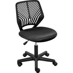 topeakmart armless office chair, small desk chair adjustable swivel mesh computer study chair, mid back home office chair for small spaces, black