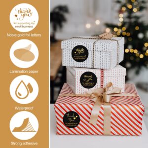 620PCS Thank You Card Set, 120PCS Gold Foil Thank You for Supporting My Business Cards 500PCS 1.5” Black Thank You Stickers Label Roll for Business Online Retail Store Package Inserts