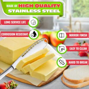 DIMROM 2Pcs Cold Butter Knife Spreader with Holes - 3 in 1 Butter Knife Butter Scraper Curler Peanut Butter Knife Long Handle - Butter Shaver for Cold Butter - Simple Spreading Butter Spreader Knife