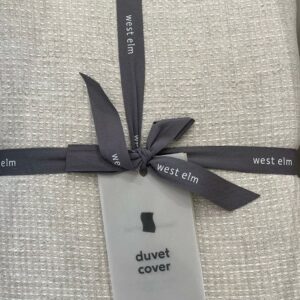 West Elm European Flax Linen Mini Waffle Duvet Cover King & Two Euro Shams ~Natural Flax~