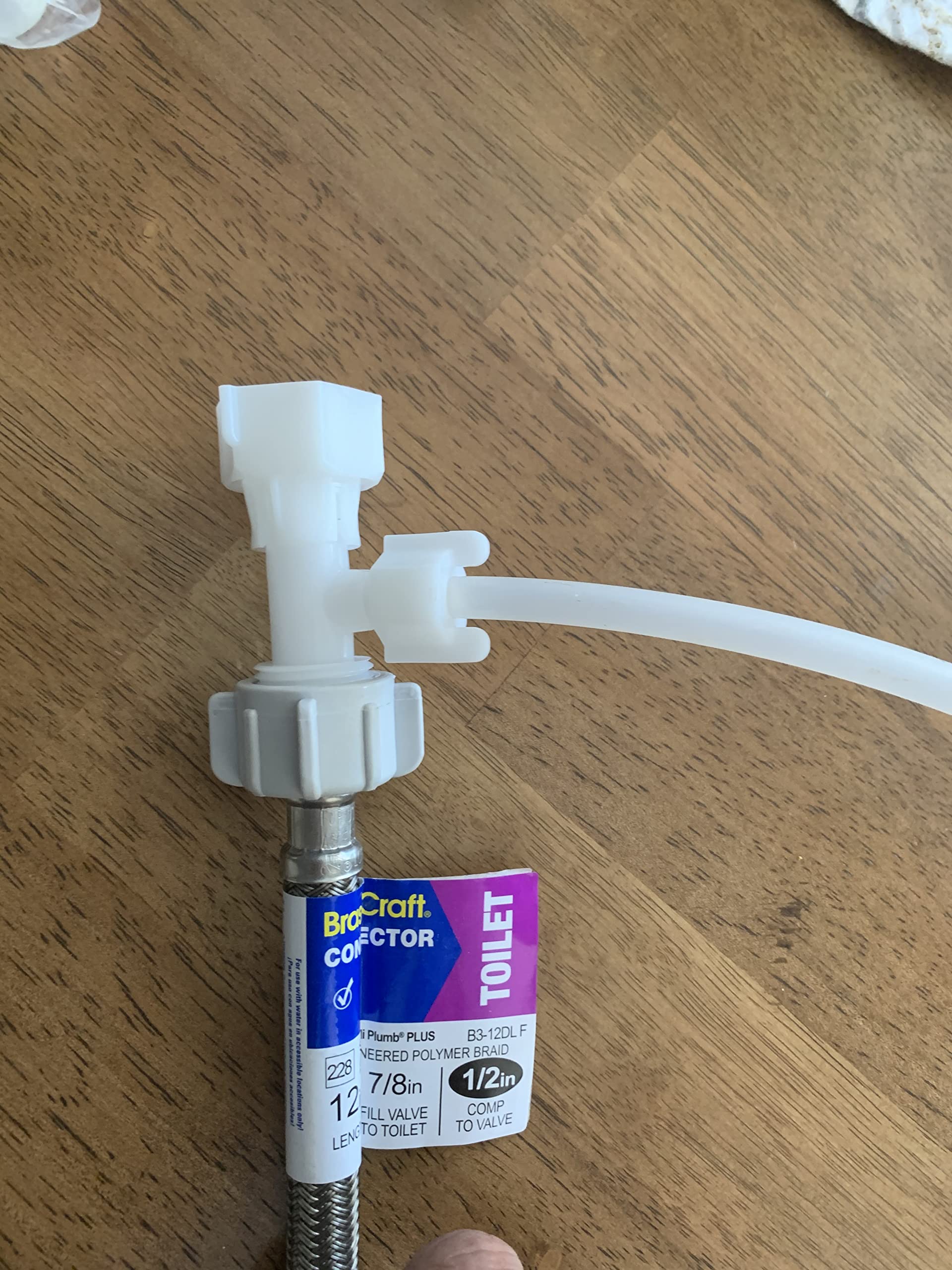 LeonKing Bidet US Plastic T adapter 7/8"(15/16"), 1/4" inch hose attachment side 3 way connector with rubber washer