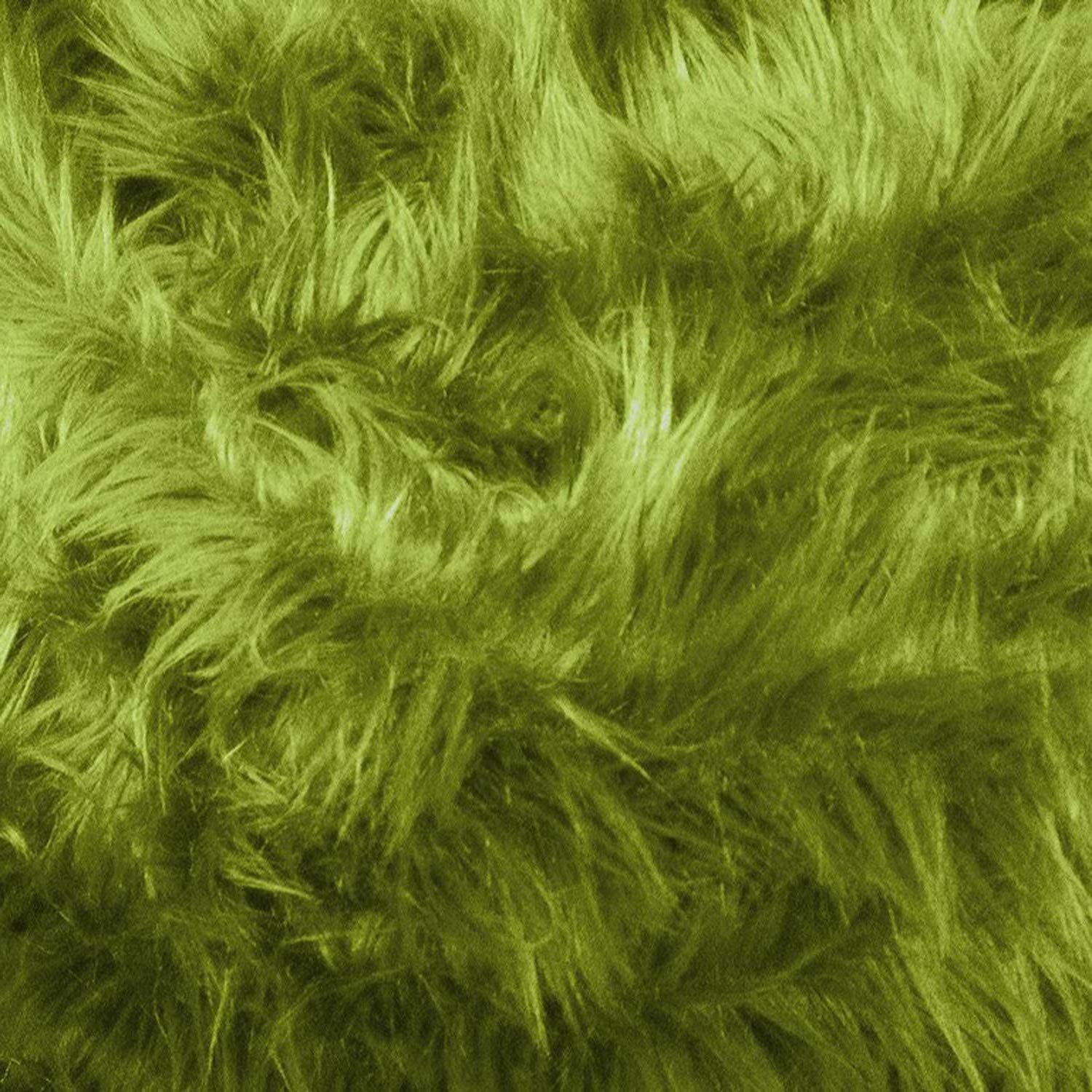 Faux Fake Fur Long Pile Luxury Shaggy Square Patches/Craft, Sewing, Cosplay, Costume, Decorations/Sold by Piece (Olive Green, 15" X 15")