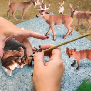 Skylety 6 Pieces Woodland Animals Figures Forest Creatures Figurines Squirrel Deer Rabbit Family Figurines Miniature Toys Cake Toppers for Birthday Party Baby Shower Christmas Party