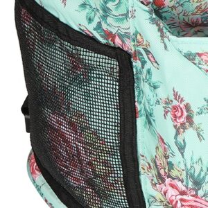 2Pcs Portable Woolen Yarn Storage Bag Knitting Bag, Yarn Storage Round Tote Bag, 600D Oxford Cloth Printing Multi-Pocket Hand Strap(Green Peony)