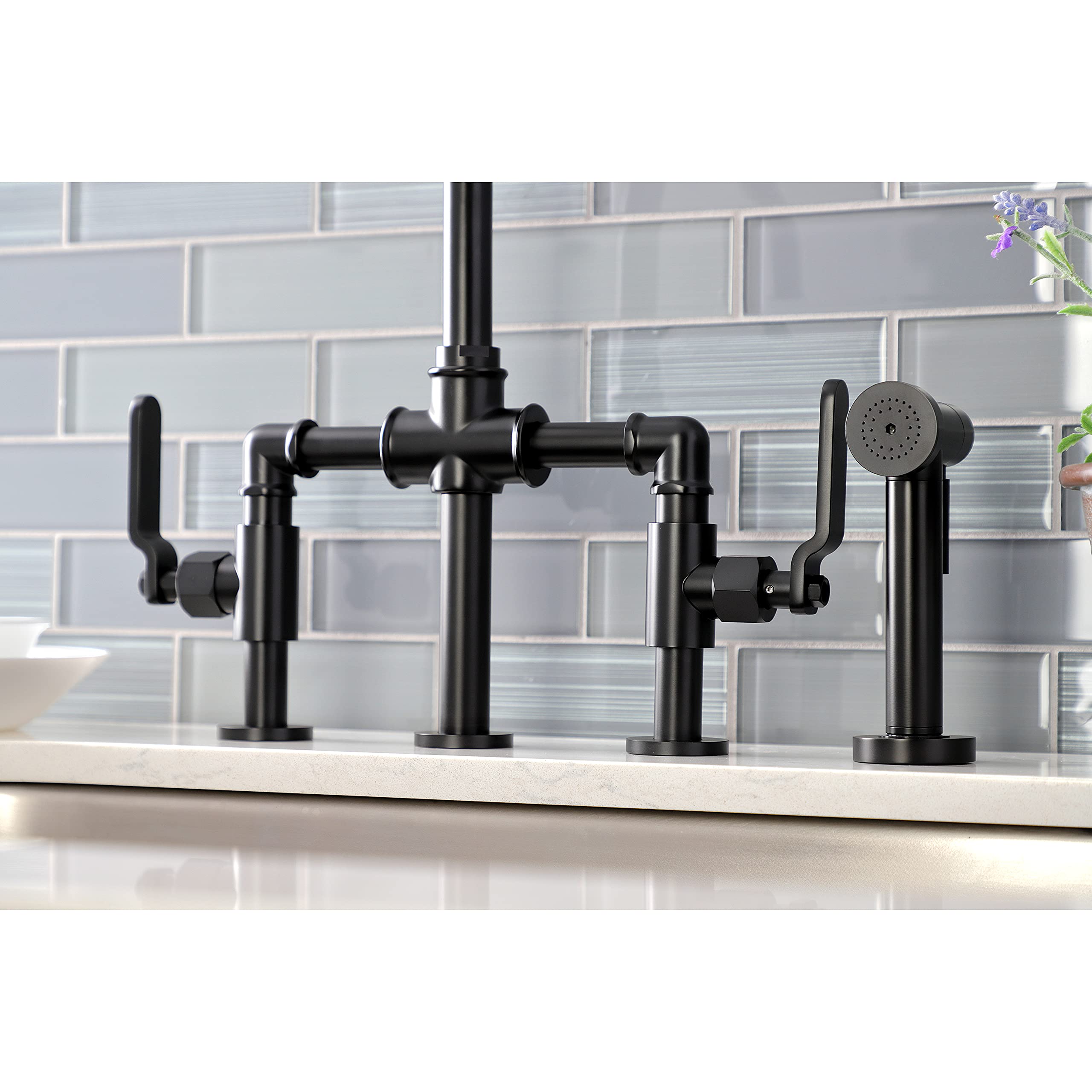 Kingston Brass KS2330KL Whitaker Bridge Kitchen Faucet, Matte Black