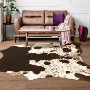 foxmas faux cowhide rug cow print rugs for bedroom living room, western home decor cow hide animal rug, cow print western rugs, faux fur fabric rug animal print carpet, 2.3x3.6 feet