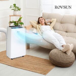 ROVSUN WiFi Enabled 13000 BTU Portable Air Conditioner with Heat, 4-in-1 Cooler, Heater, Dehumidifier, Fan, Room Mobile AC Unit with Remote/APP Control, Rolling Wheels & Easy Installation Kit