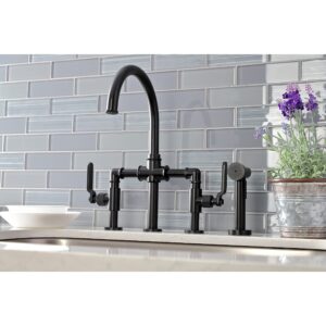 Kingston Brass KS2330KL Whitaker Bridge Kitchen Faucet, Matte Black