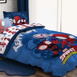 Jay Franco Marvel Spidey and His Amazing Friends Team Spidey 5 Piece Twin Size Bed Set - Includes Comforter & Sheet Set Bedding - Super Soft Fade Resistant Microfiber (Official Marvel Product)