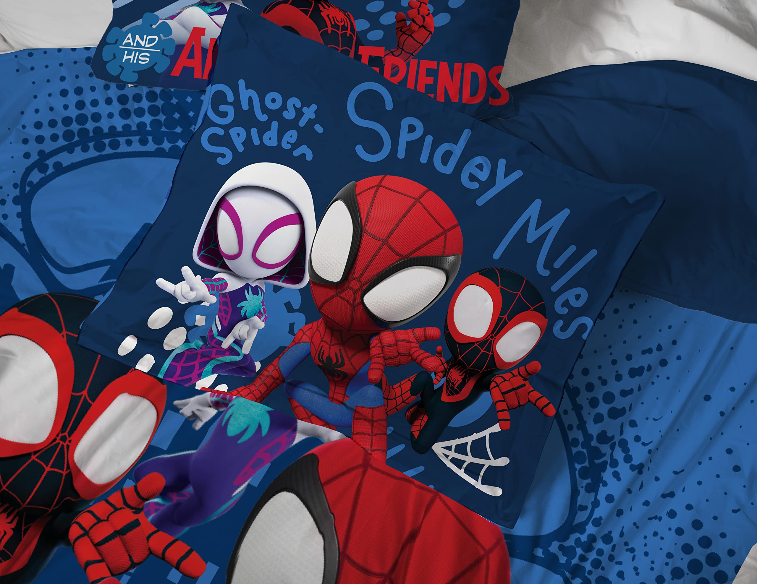 Jay Franco Marvel Spidey and His Amazing Friends Team Spidey 5 Piece Twin Size Bed Set - Includes Comforter & Sheet Set Bedding - Super Soft Fade Resistant Microfiber (Official Marvel Product)