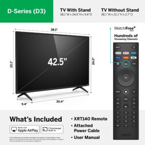 VIZIO 43-inch D-Series Full HD 1080p Smart TV with Apple AirPlay and Chromecast Built-in, Alexa Compatibility, D43f-J04, 2022 Model