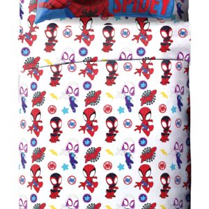 Jay Franco Marvel Spidey and His Amazing Friends Team Spidey 5 Piece Twin Size Bed Set - Includes Comforter & Sheet Set Bedding - Super Soft Fade Resistant Microfiber (Official Marvel Product)