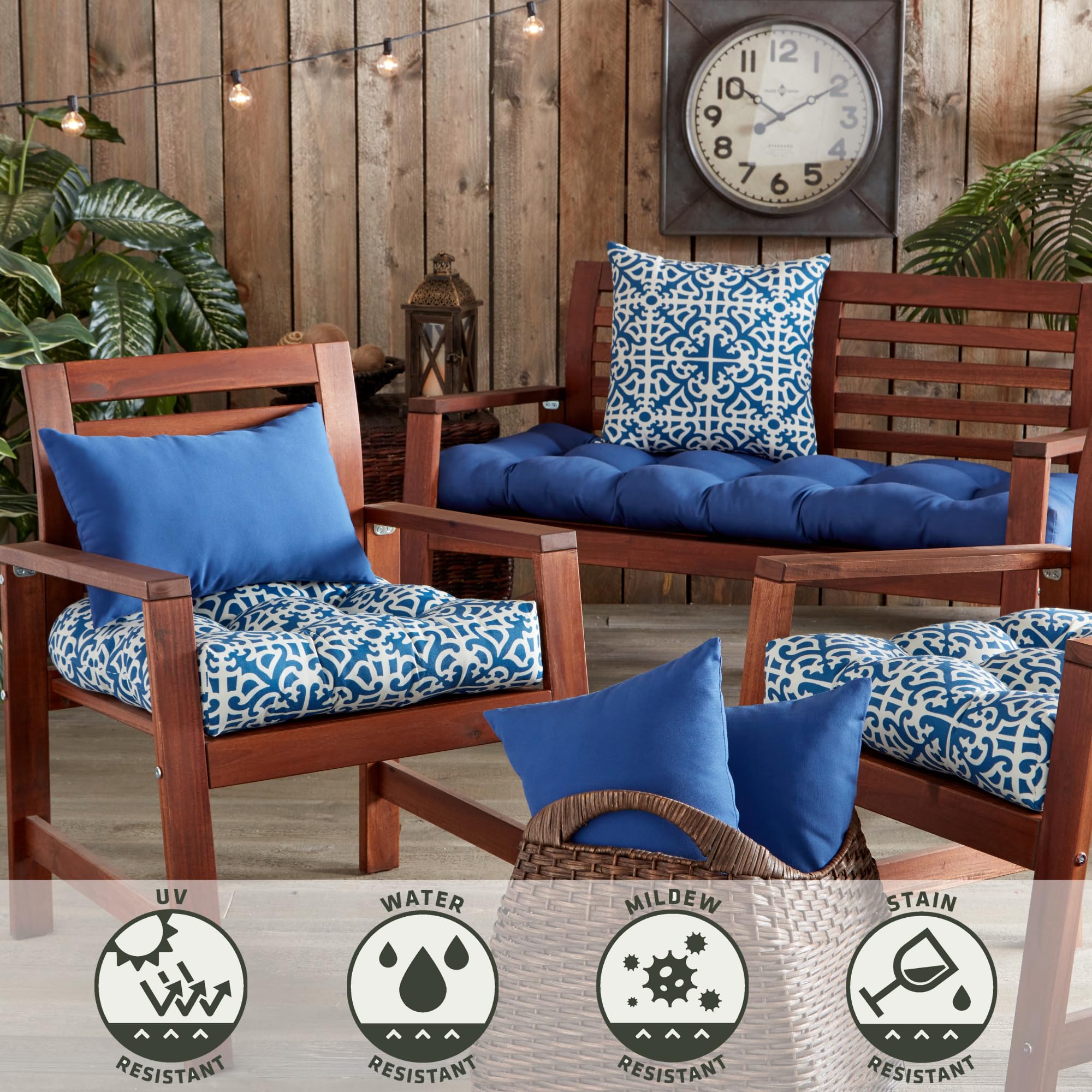 Greendale Home Fashions Square Outdoor Dining Seat Cushion (Set of 2), Azure 2 Count