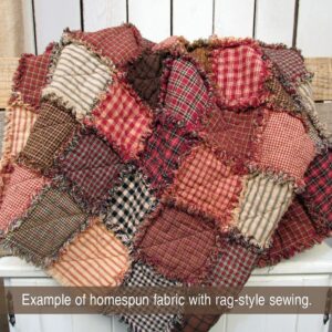 Red & Khaki 1 Cotton Homespun Plaid Fabric by JCS - Sold by The Yard