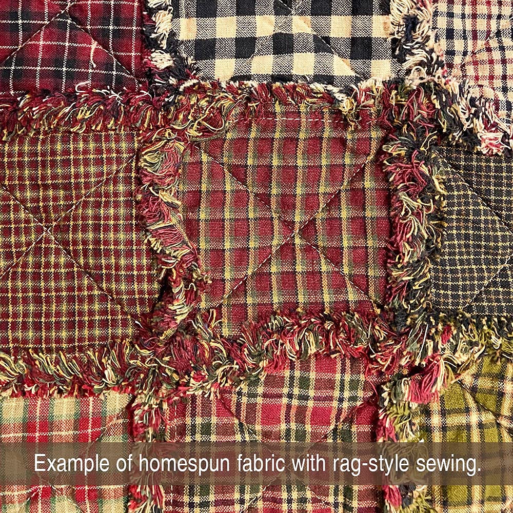 Red & Khaki 1 Cotton Homespun Plaid Fabric by JCS - Sold by The Yard