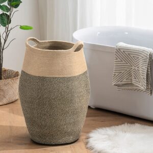 Cotton Rope Laundry Hamper by YOUDENOVA, 105L - Woven Collapsible Laundry Basket - Clothes Storage Basket for Blankets, Laundry Room Organizing, Bedroom Storage, Clothes Hamper – Dark Brown