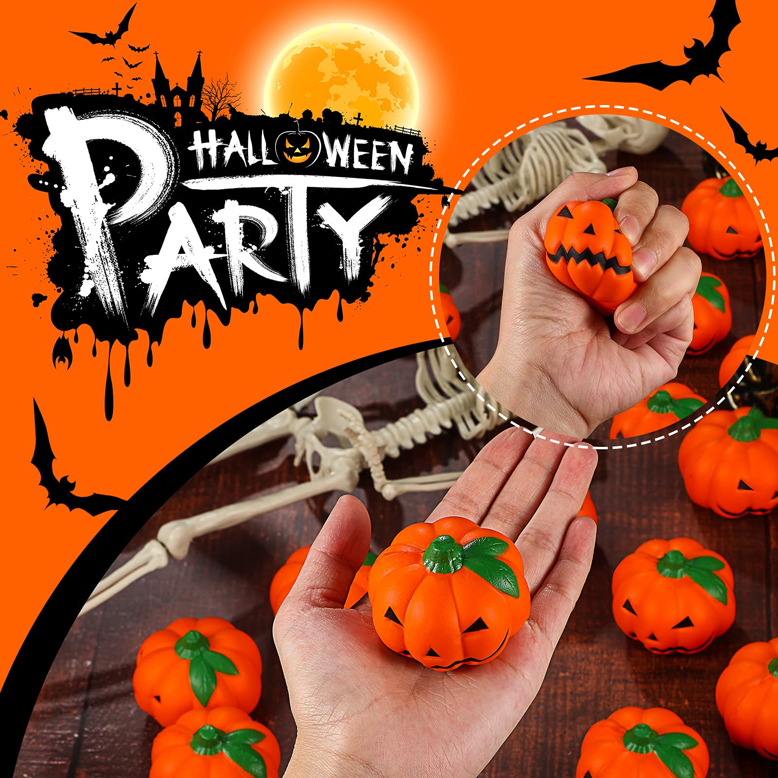 25 Pieces Halloween Pumpkin Stress Balls Stress Relief Balls Pumpkin Stress Foam Balls Mini Foam Stress Ball for Party Decoration Supplies School Carnival Reward